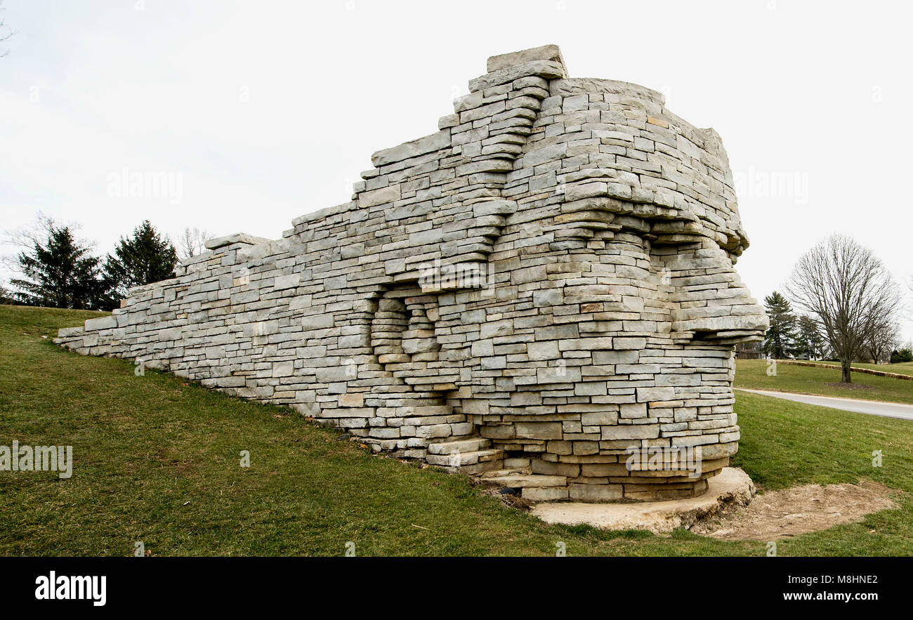 Dublin, Ohio, USA. 17th Mar, 2018. Created with limestone slabs by ...