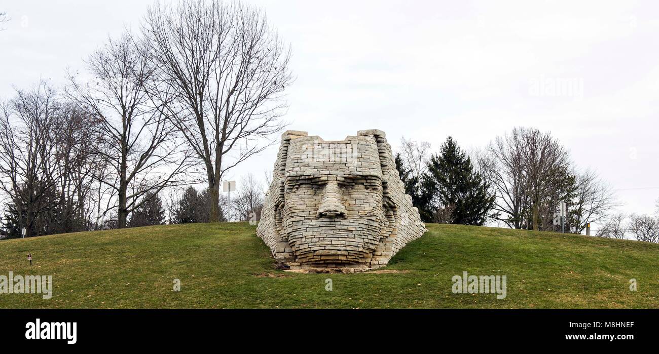 Dublin, Ohio, USA. 17th Mar, 2018. Created with limestone slabs by ...