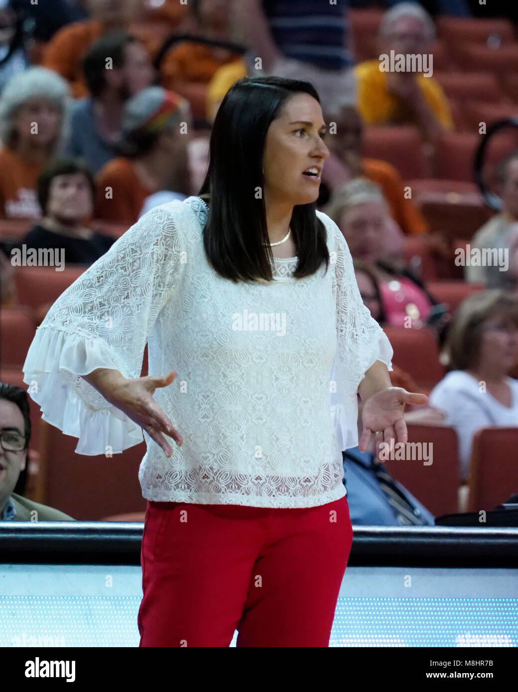 March 17, 2018. Head coach Amy Williams of the Nebraska Huskers in ...