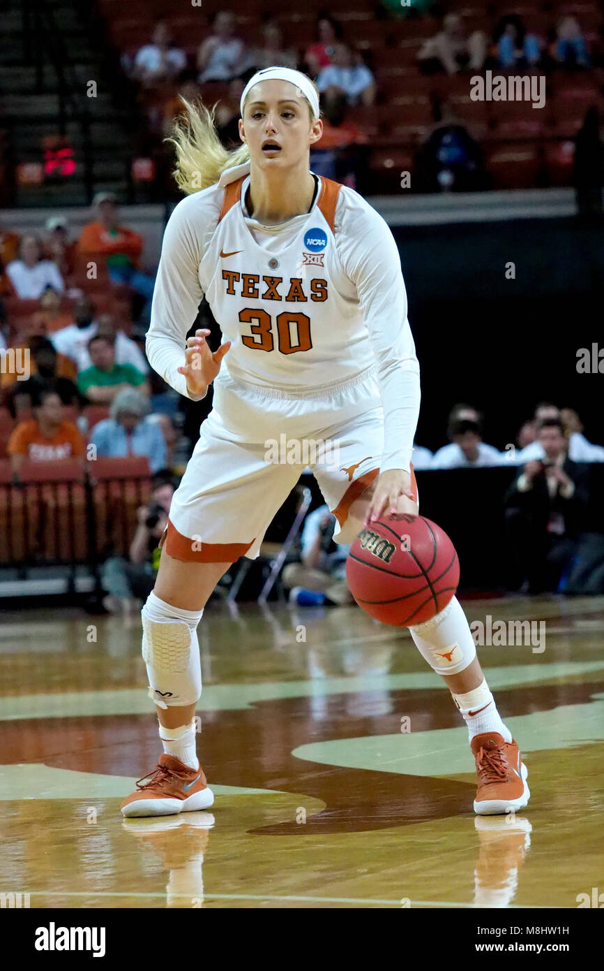 March 17, 2018. Khaleann Caron-Goudreau #30 of the Texas Longhorns vs ...