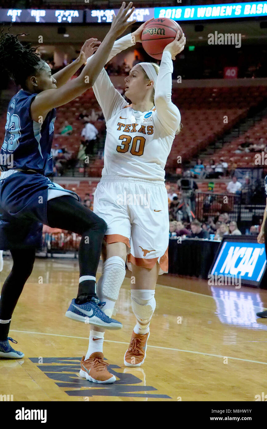 March 17, 2018. Khaleann Caron-Goudreau #30 of the Texas Longhorns vs ...