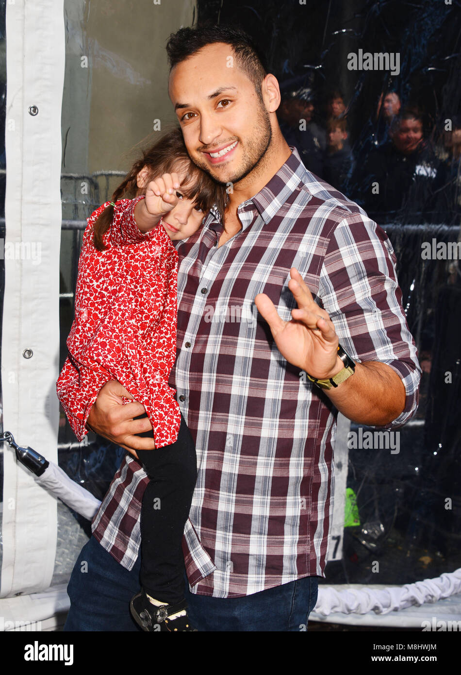Jaylen Moore and son arrives at the premiere of Warner Bros. Pictures ...