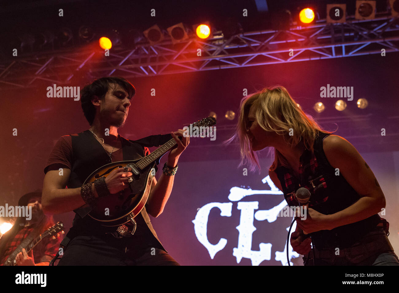 Milan, Italy. 16 March 2018. Italian folk rock band The Clan performs ...