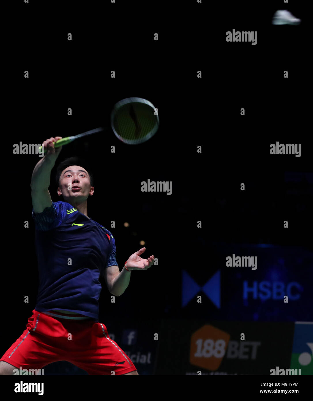 Birmingham. 17th Mar, 2018. Huang Yuxiang of China returns the ...