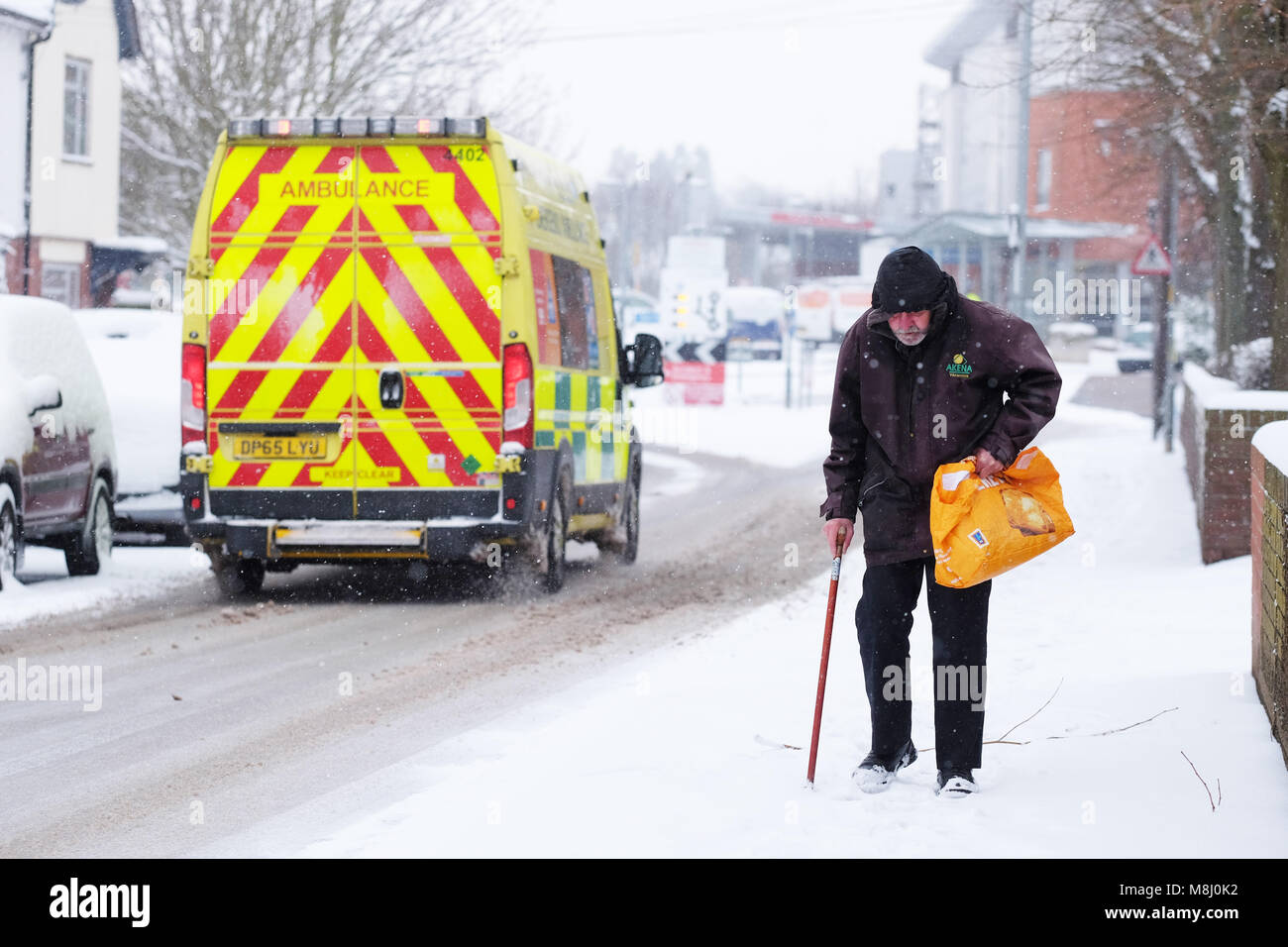 Hereford, Herefordshire, UK - March 2018 - Heavy snow causes problems ... Hereford, Herefordshire, UK - March 2018 - Heavy snow causes problems ...