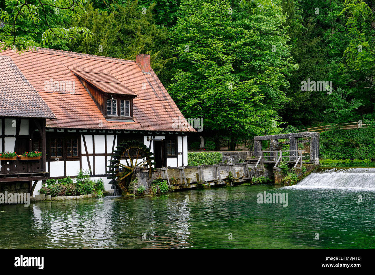 Blaubeuren: Historic hammer mill at the Blautopf (karstic spring at the ...