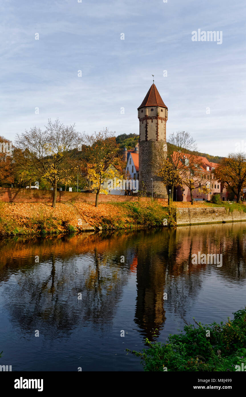 Wertheim: Spitzer Turm at the river Tauber, Main-Tauber-Kreis, Baden ...