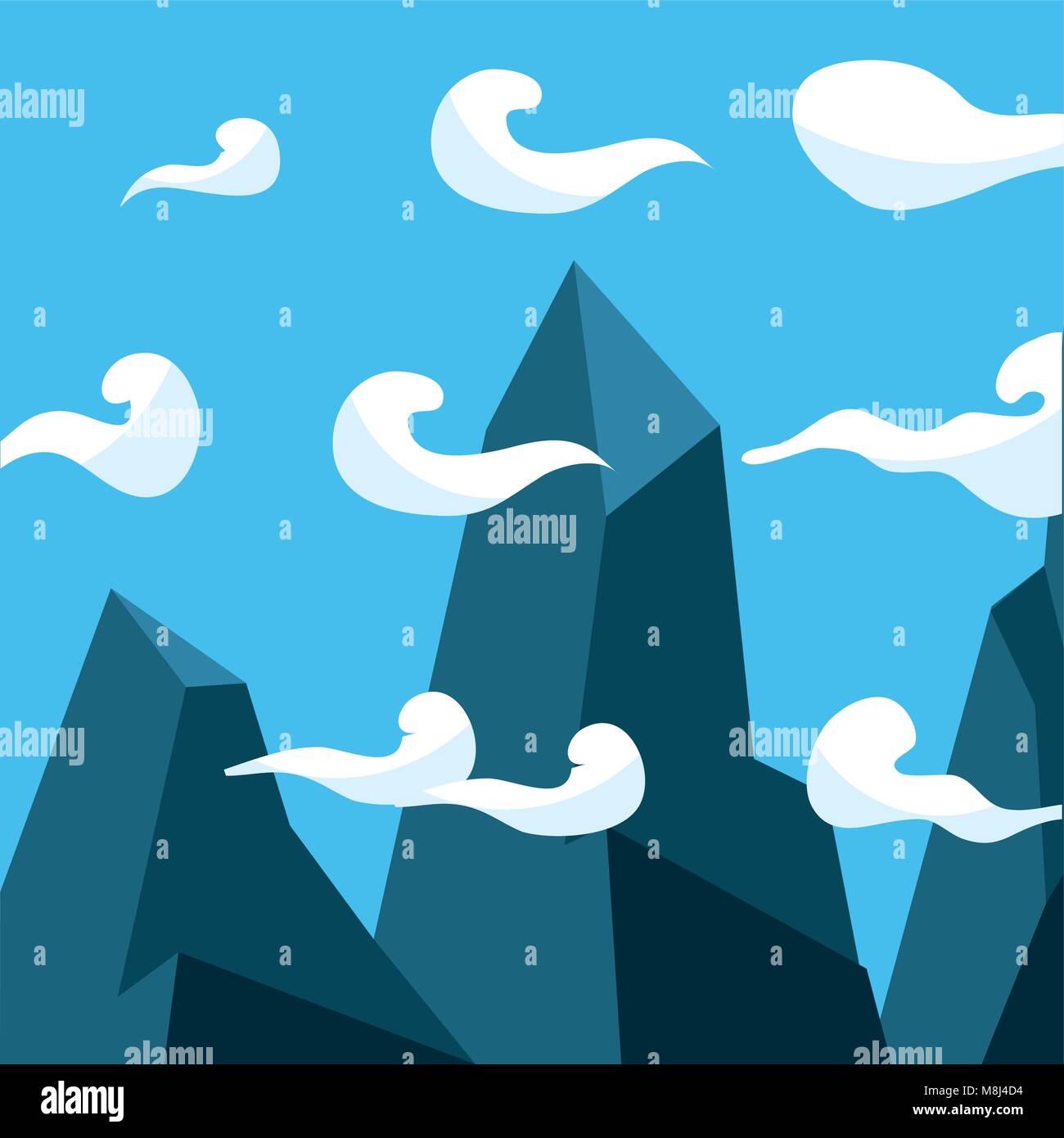 Mountains landscape with clouds, colorful design. vector illustration ...