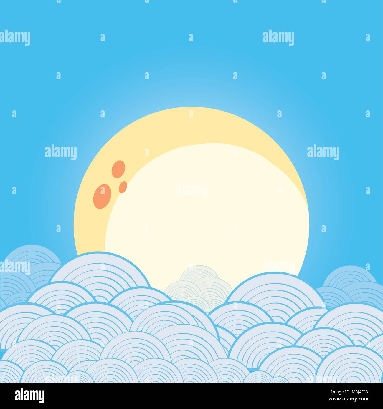 Design of a sky with sun and clouds, colorful design vector ...