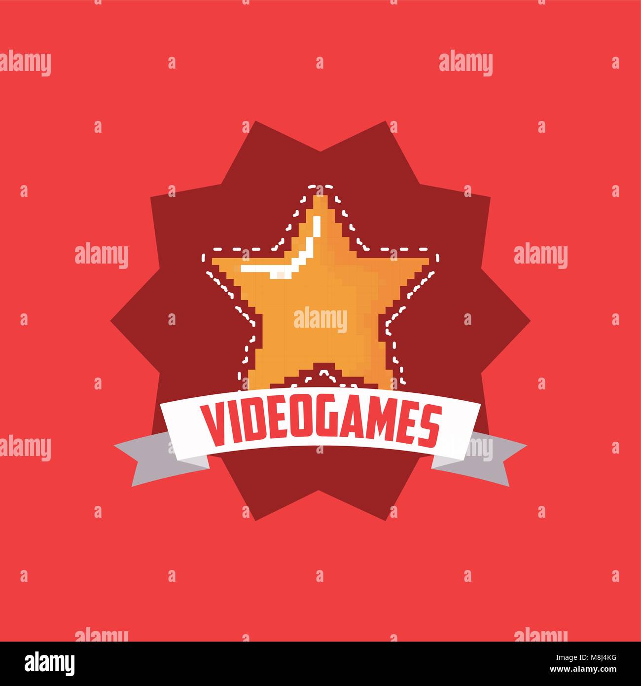 videogame design with pixelated star over red background, colorful ...