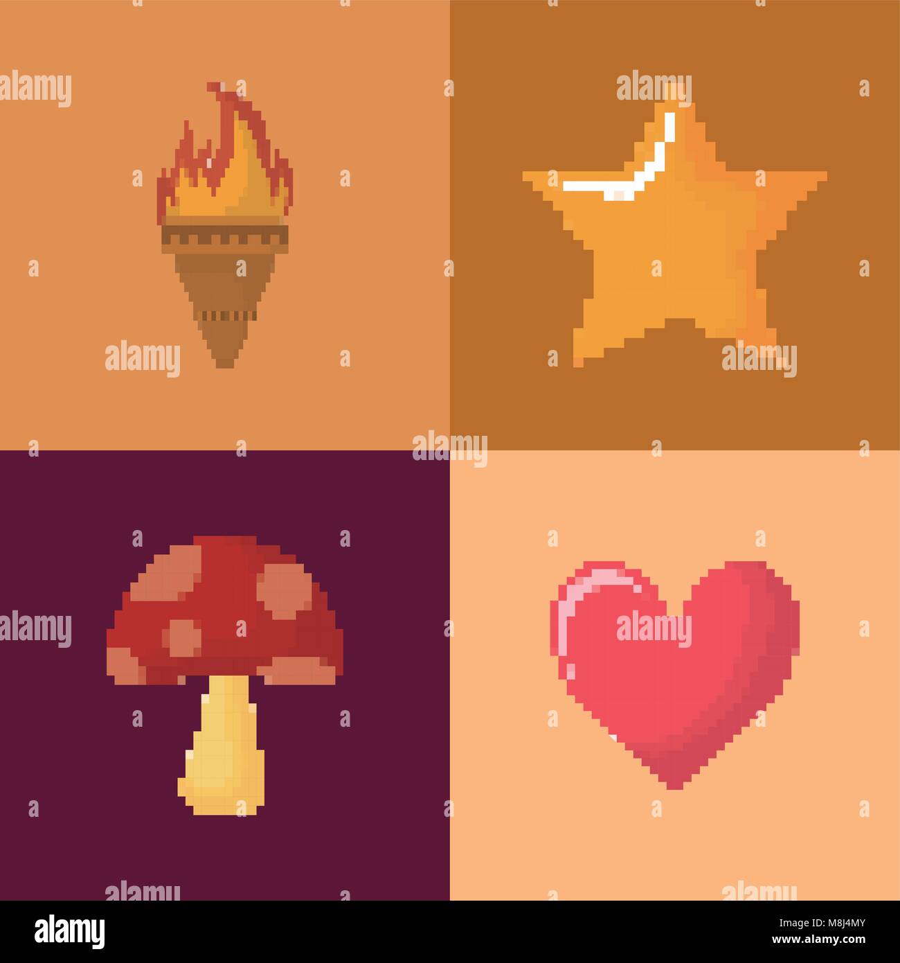 Icon set of video game concept over colorful squares, vector ...