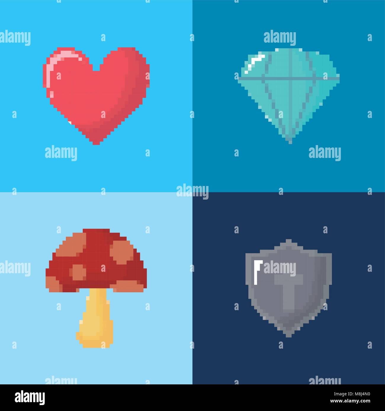Icon set of video game concept over colorful squares, vector ...
