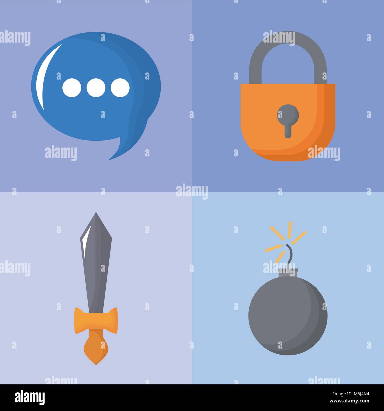 Icon set of video game concept over colorful squares, vector ...