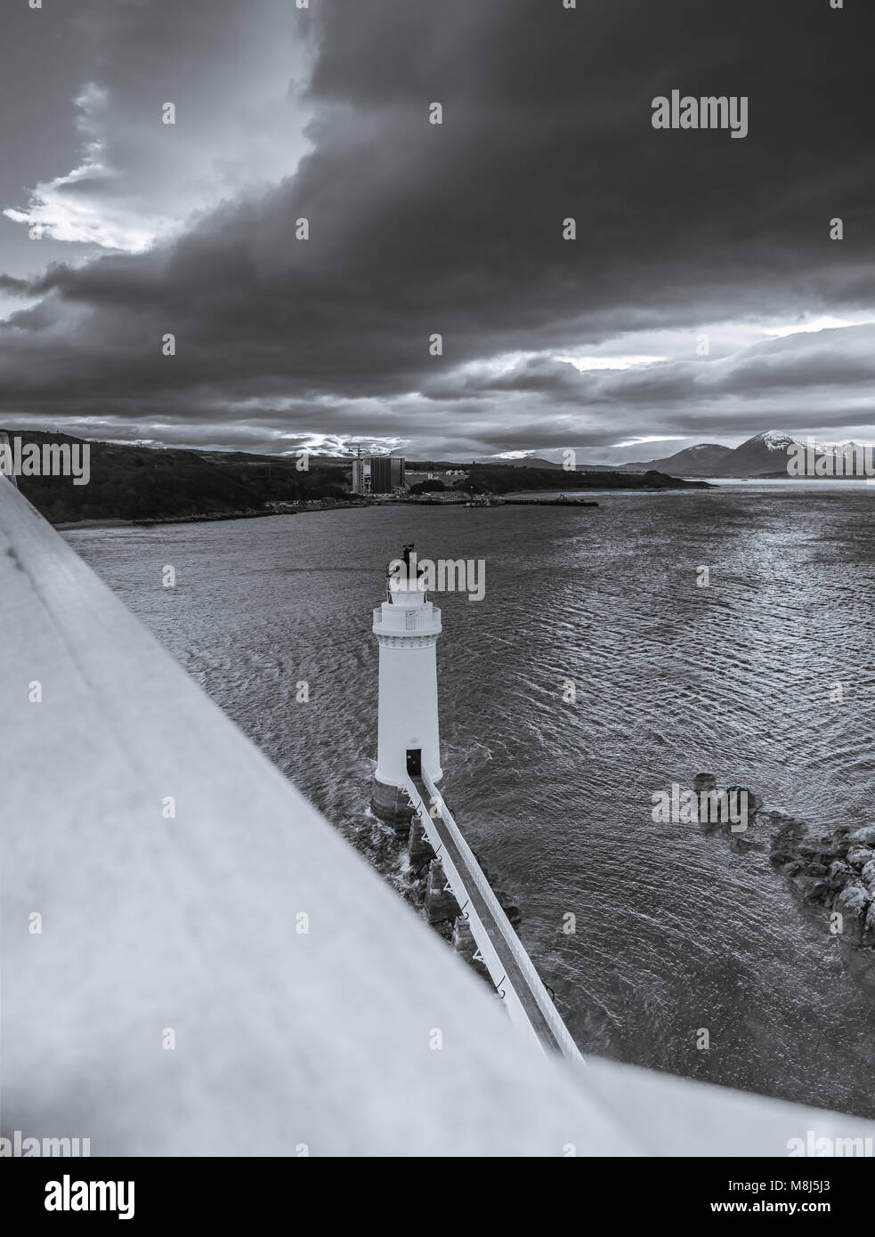 Lighthouse in Black and White Stock Photo - Alamy