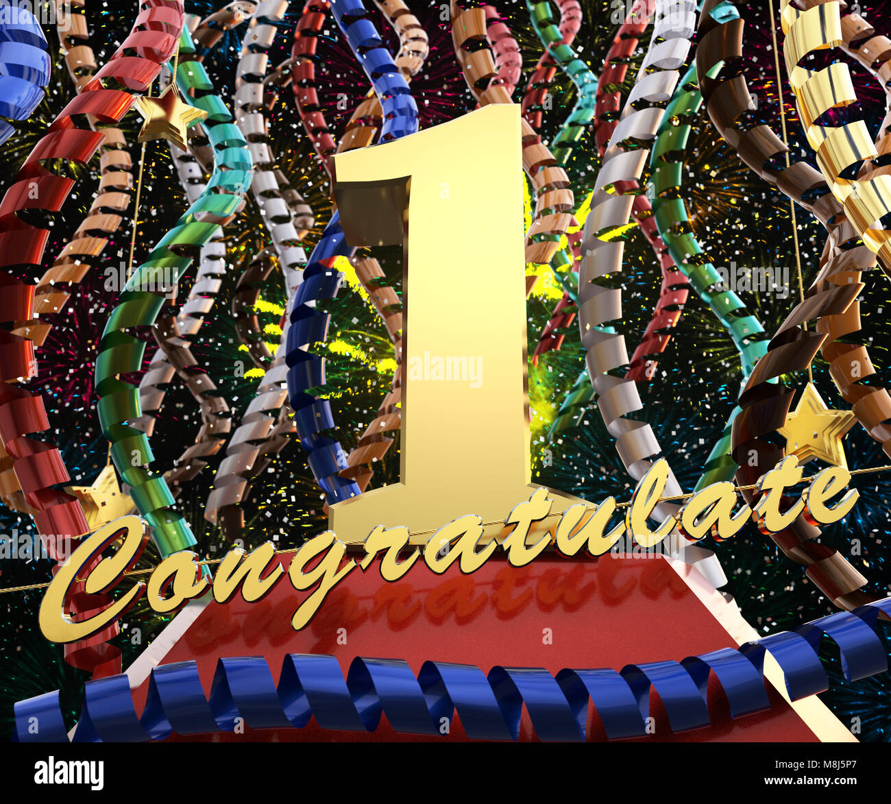 Gold number one with the words congratulations on a background of ...