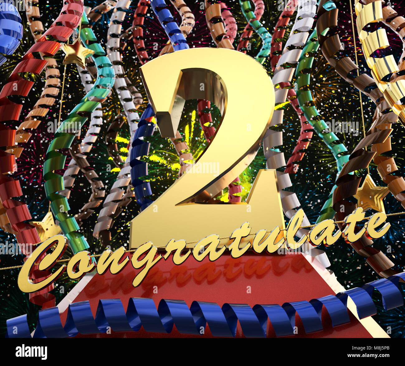 Gold number two with the words congratulations on a background of ...