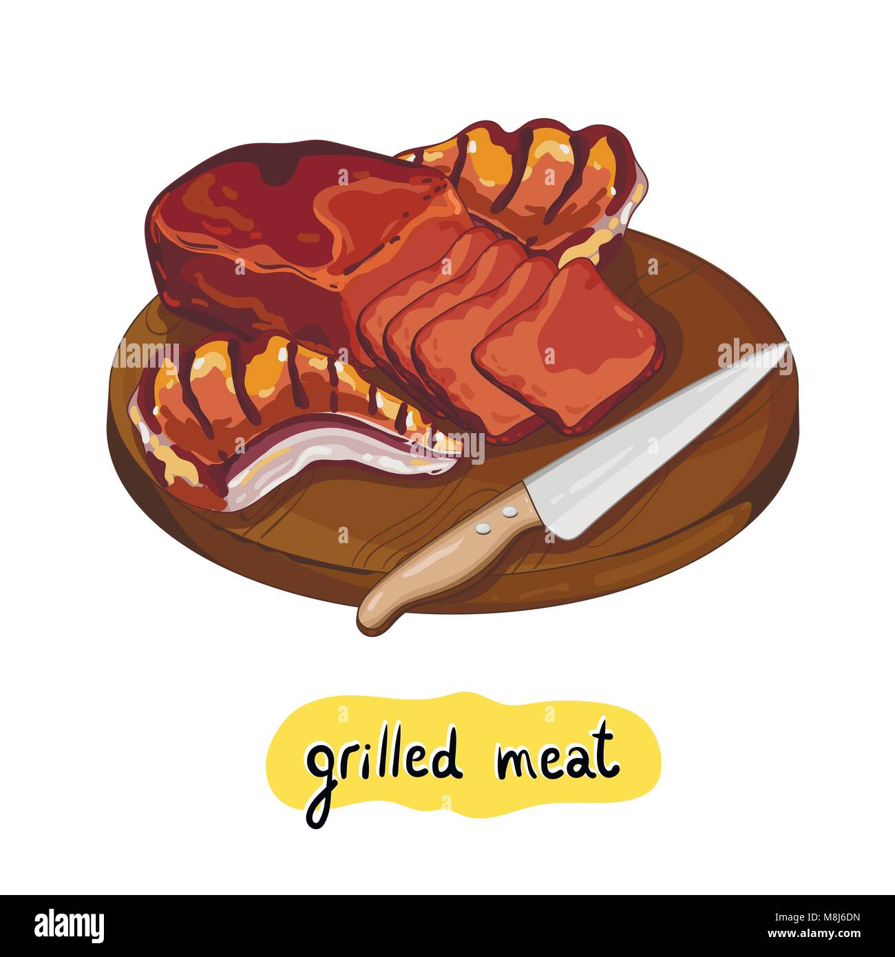 Beef meat barbecue grilled Stock Vector Images - Alamy