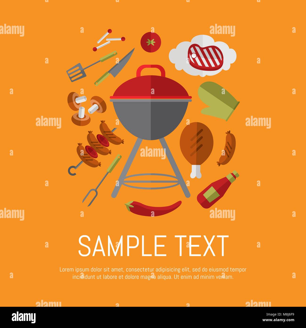 Barbecue grill card, design template Stock Vector Image & Art - Alamy