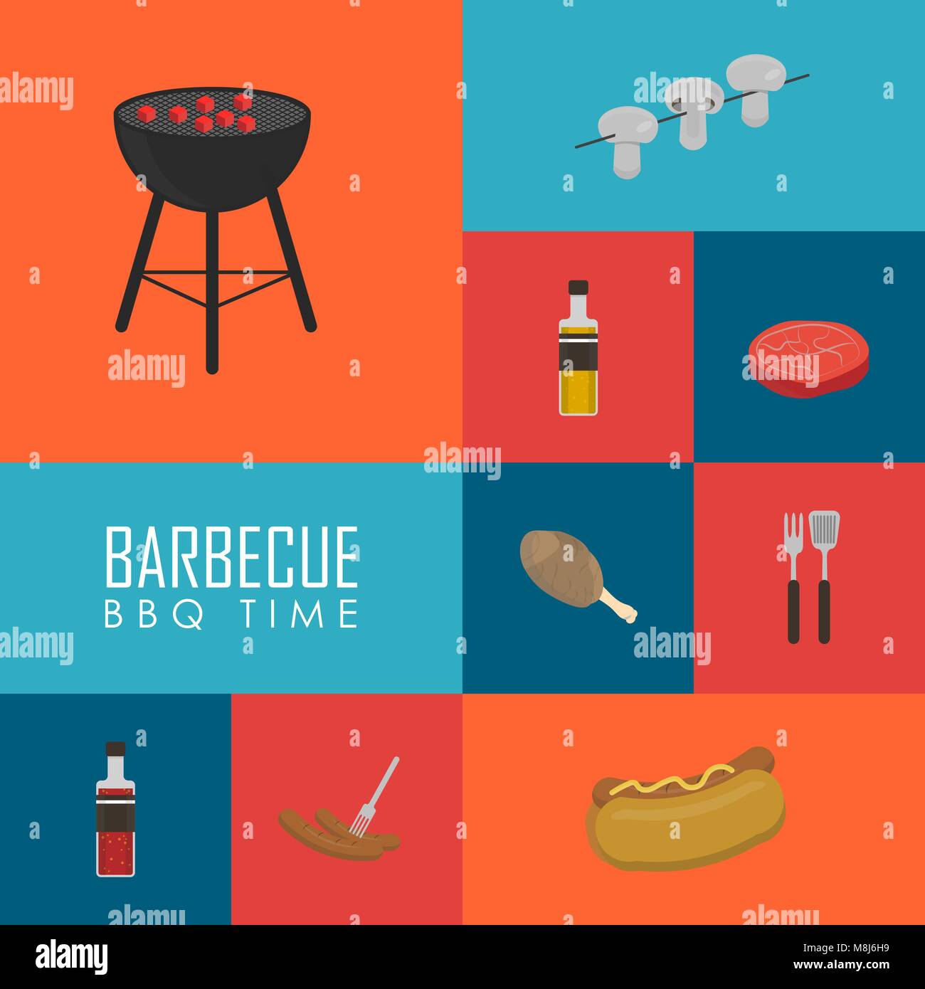 BBQ time concept. Barbecue grill icons set Stock Vector Image & Art - Alamy