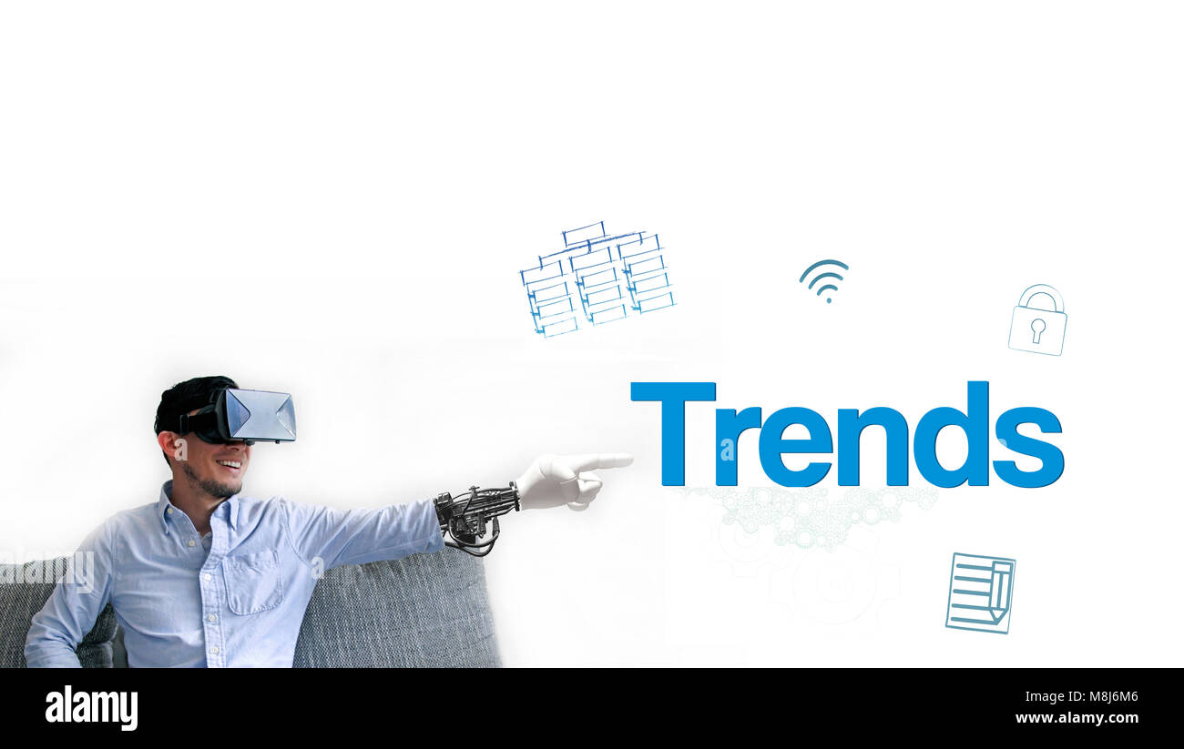 Young man and technology trends Stock Photo - Alamy