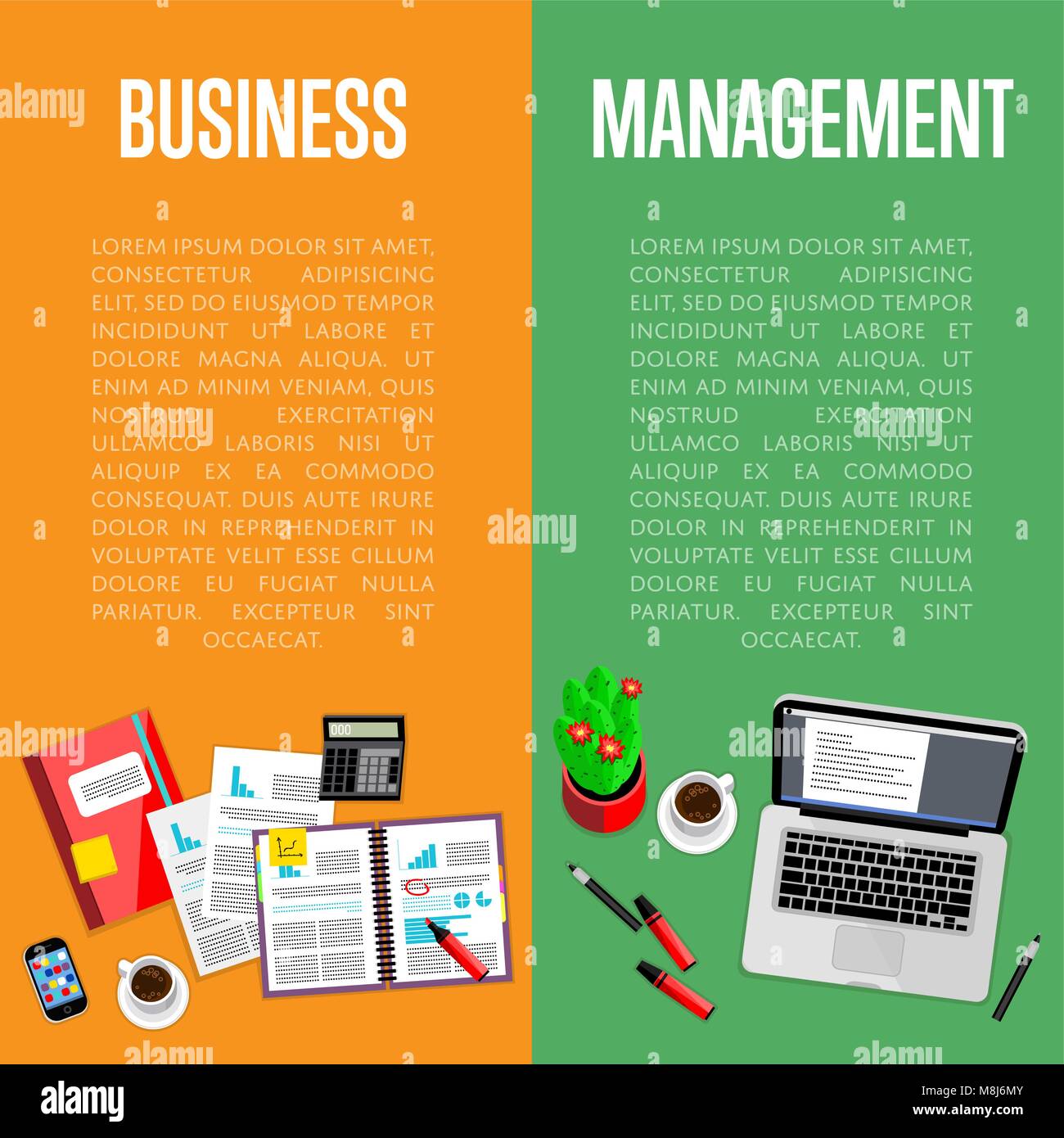 Business management flyers. Top view workspace Stock Vector Image & Art ...