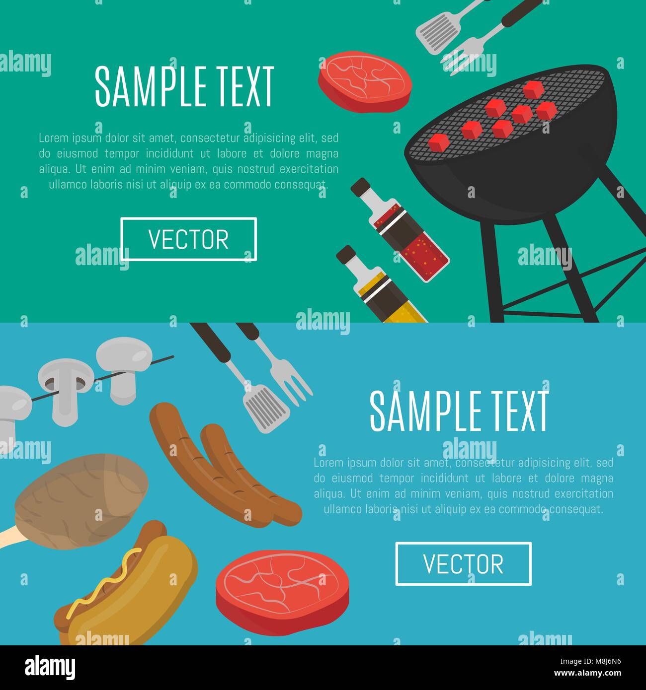 Barbecue grill horizontal website templates Stock Vector Image & Art ...