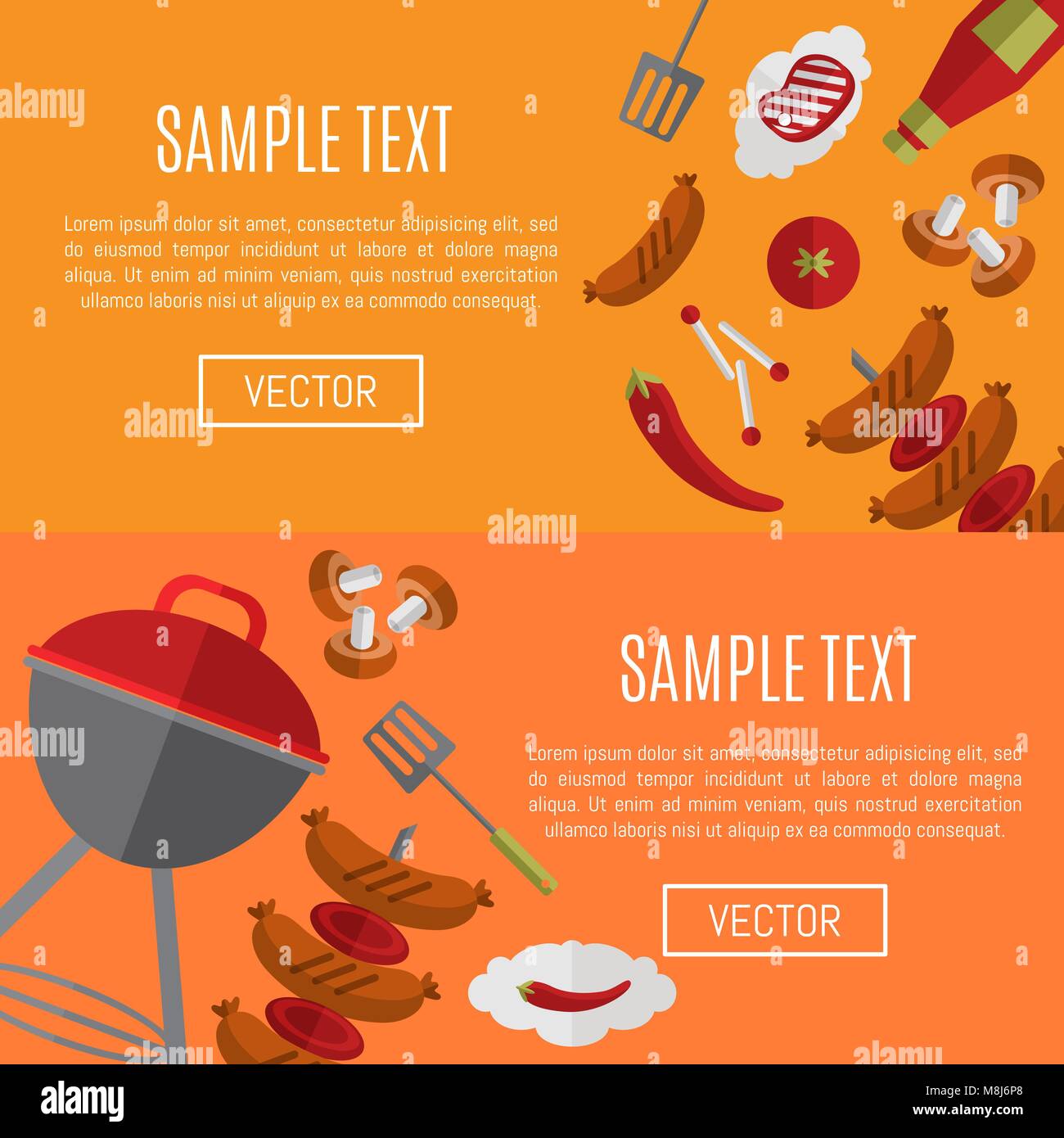 Barbecue grill horizontal website templates Stock Vector Image & Art ...