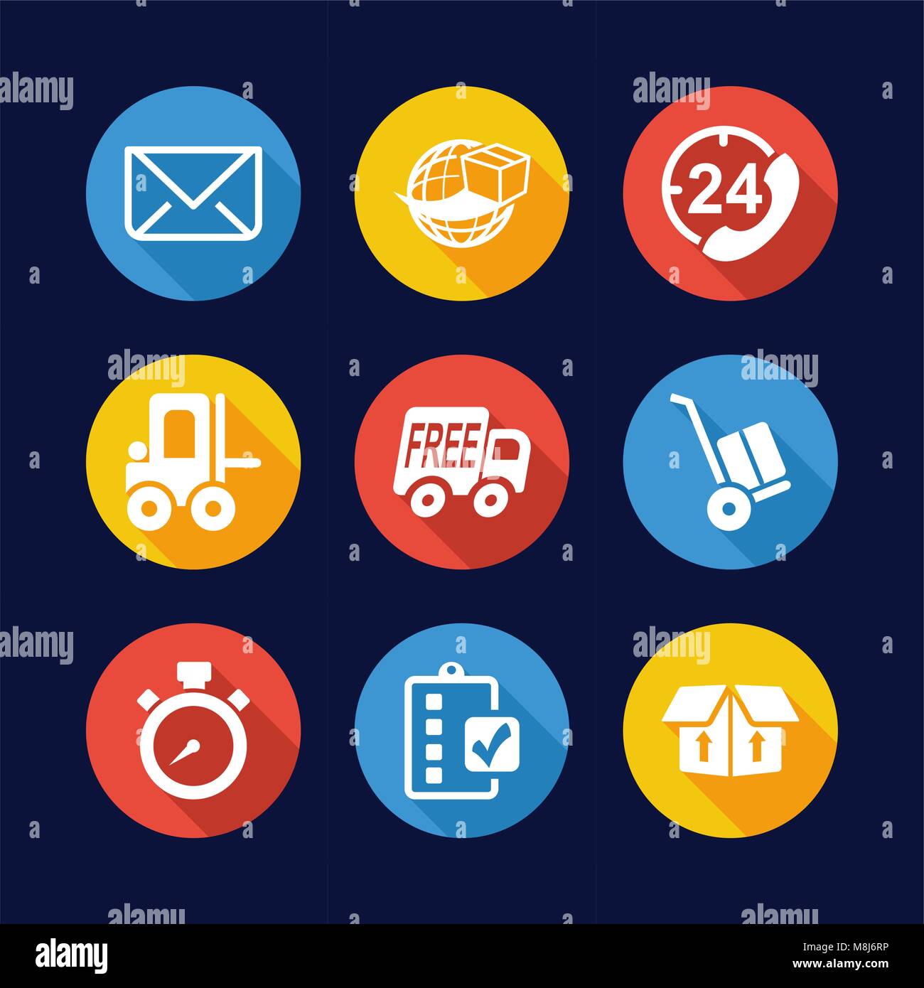 Delivery or Shipping Icons Flat Design Circle Stock Vector Image & Art ...