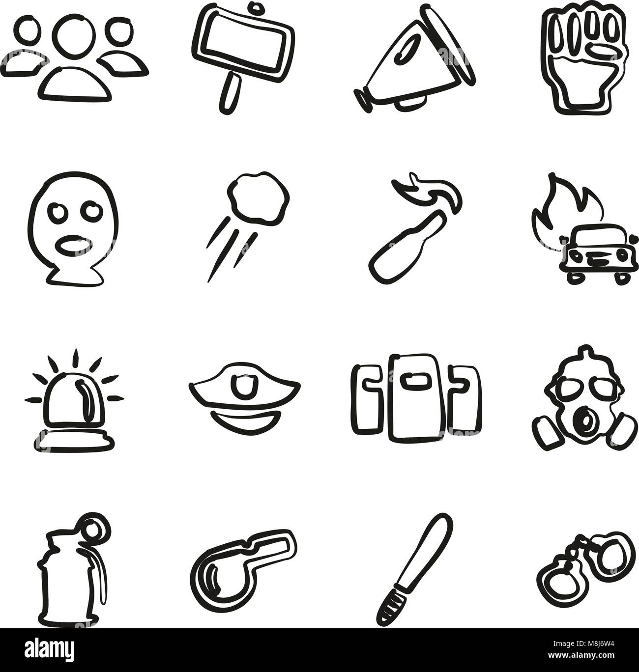 Demonstration Or Protest Icons Freehand Stock Vector Image & Art - Alamy