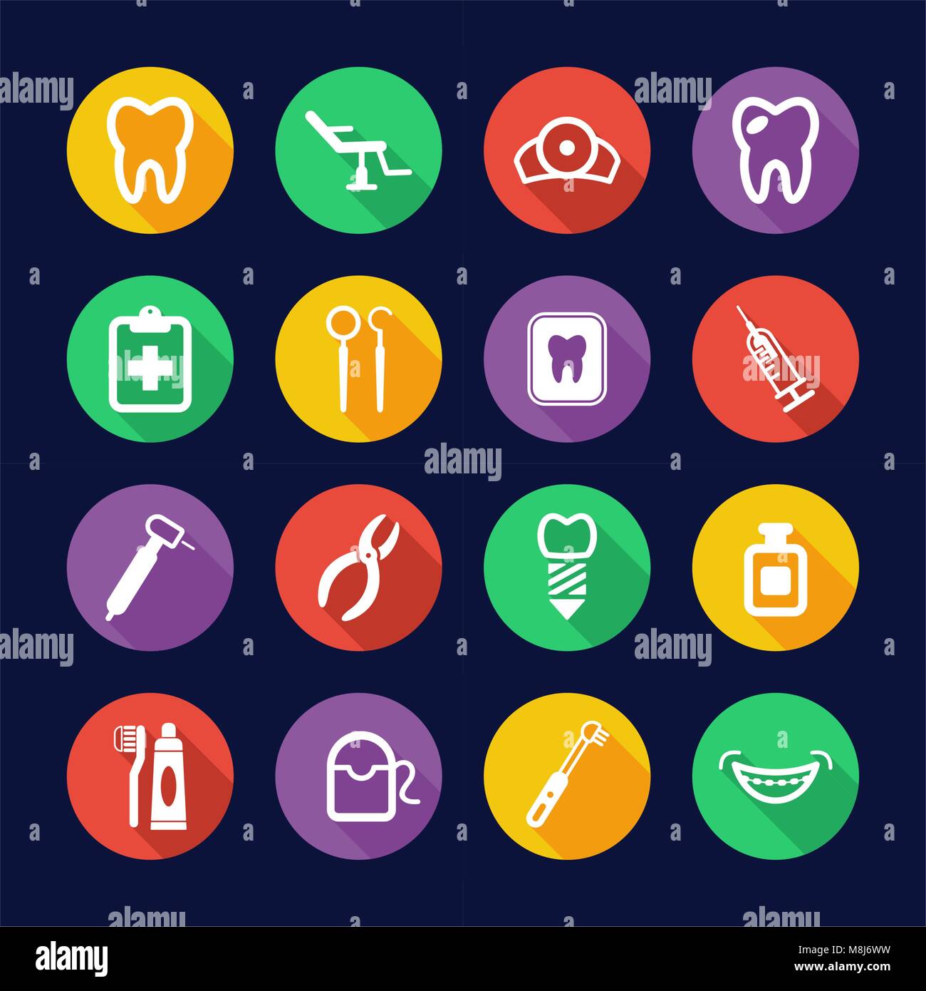 Dentist icons tooth injection mirror hi-res stock photography and ...