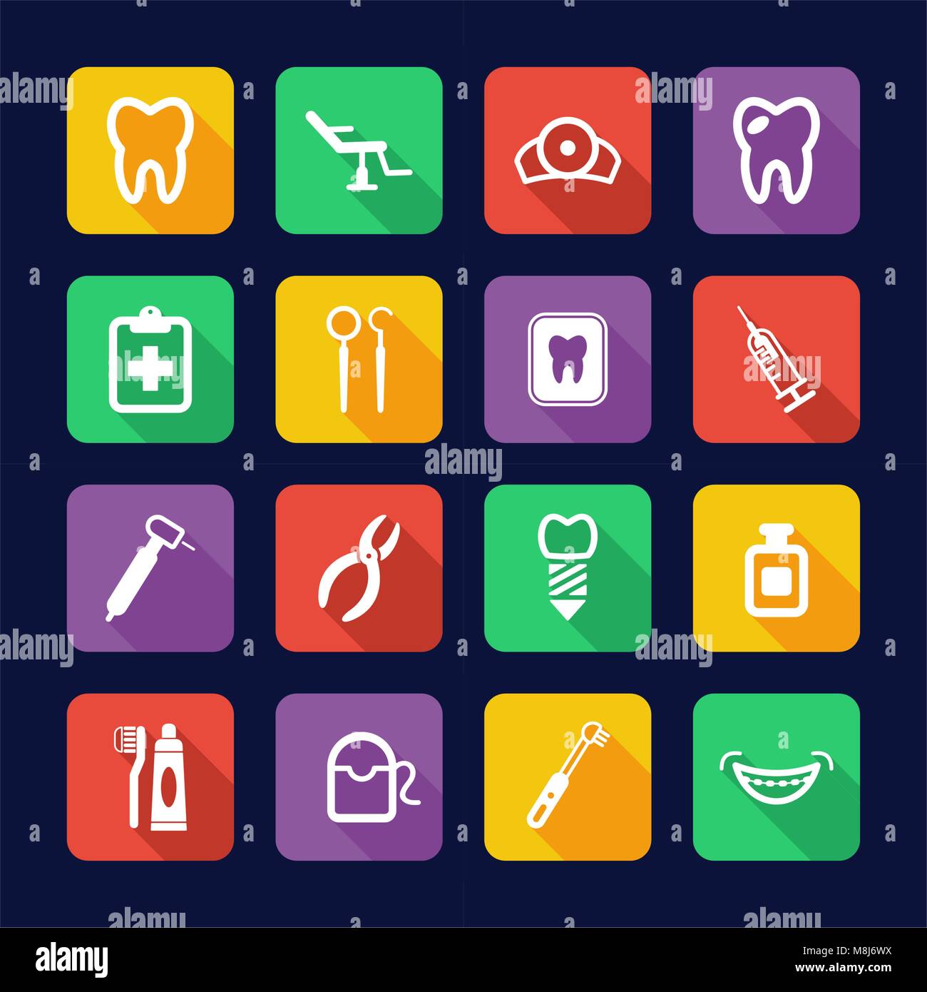 Dentist Icons Flat Design Stock Vector Image & Art - Alamy