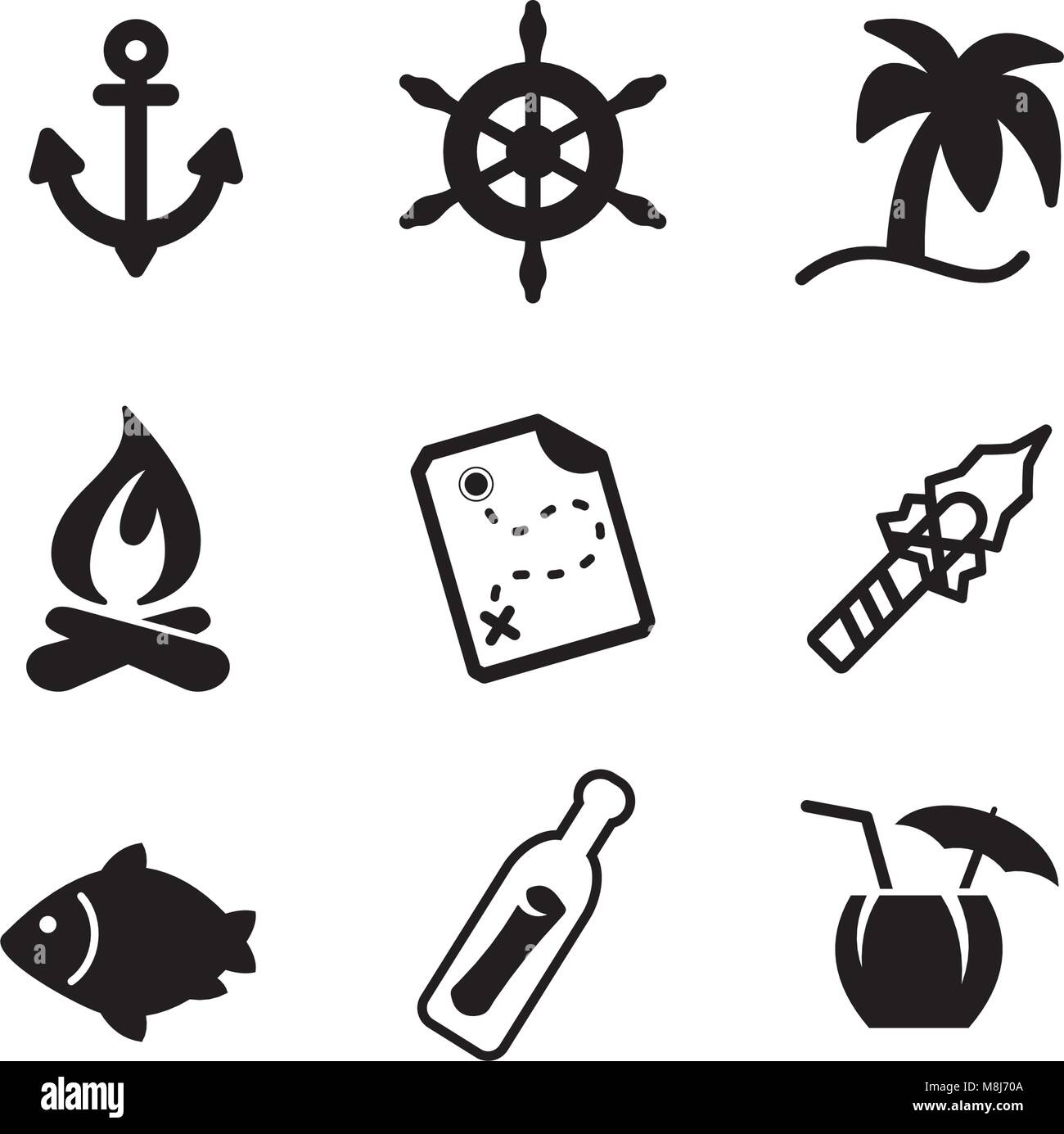 Desert Island Icons Stock Vector Image & Art - Alamy