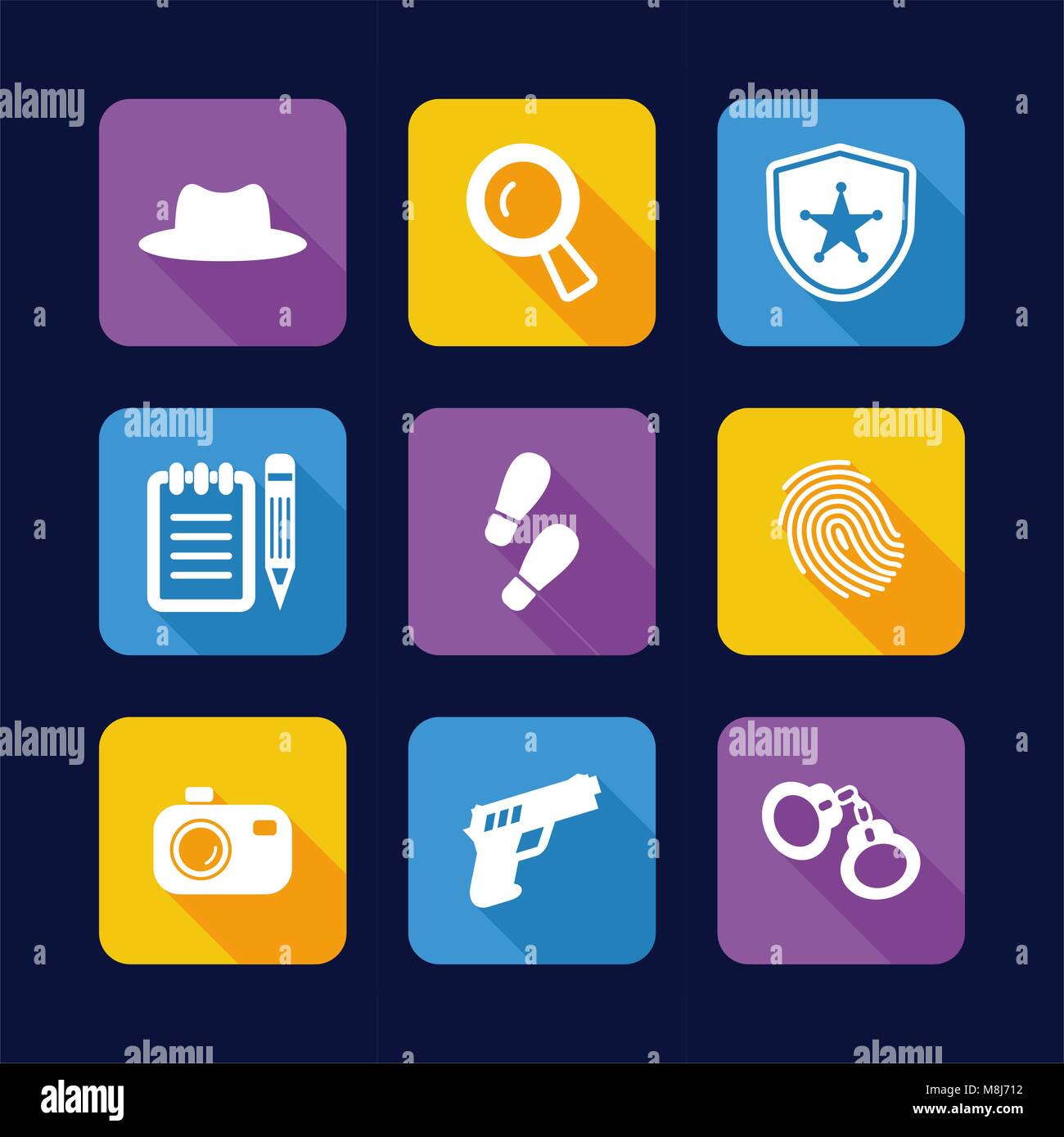 Detective Icons Flat Design Stock Vector Image & Art - Alamy