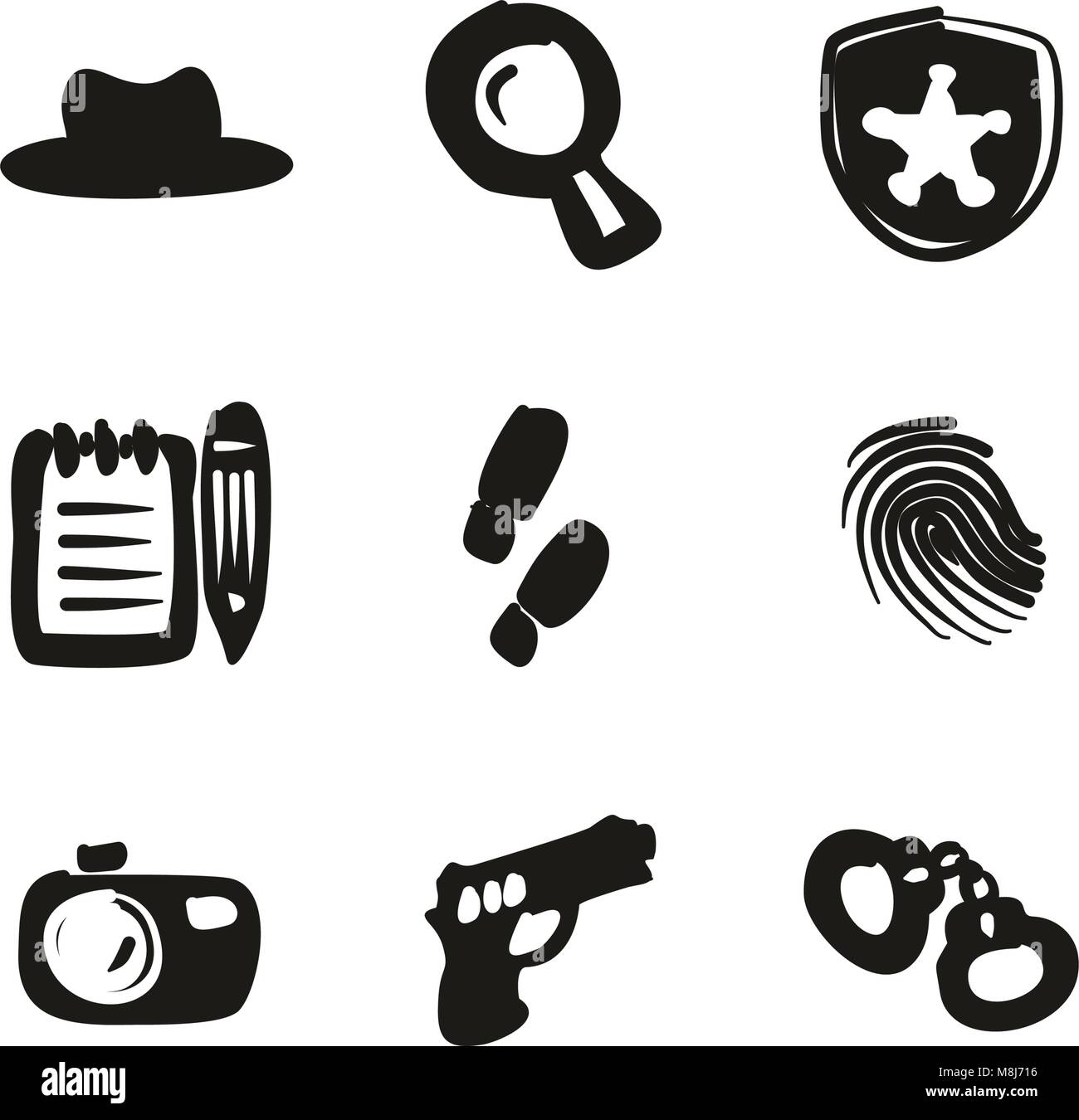 Detective Icons Freehand Fill Stock Vector Image & Art - Alamy