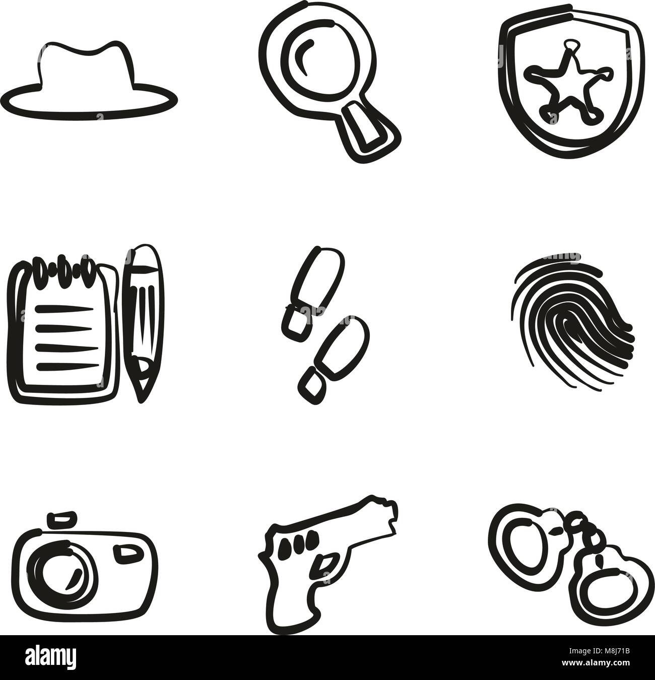 Detective Icons Freehand Stock Vector Image & Art - Alamy