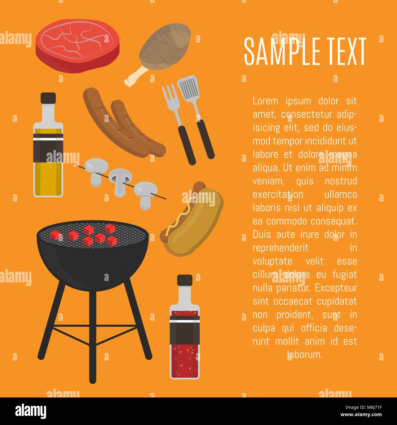 Barbecue grill card, design template Stock Vector Image & Art - Alamy
