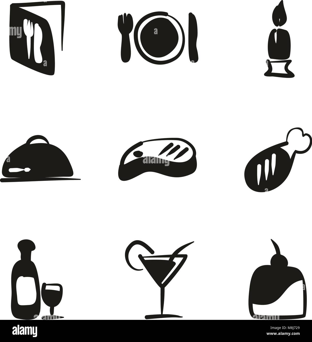 Dinner Icons Freehand Fill Stock Vector Image & Art - Alamy