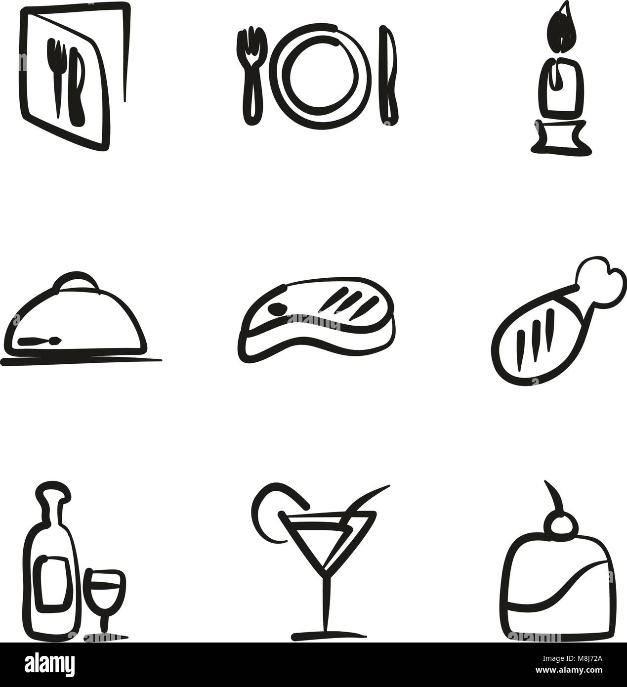 Dinner Icons Freehand Stock Vector Image & Art - Alamy