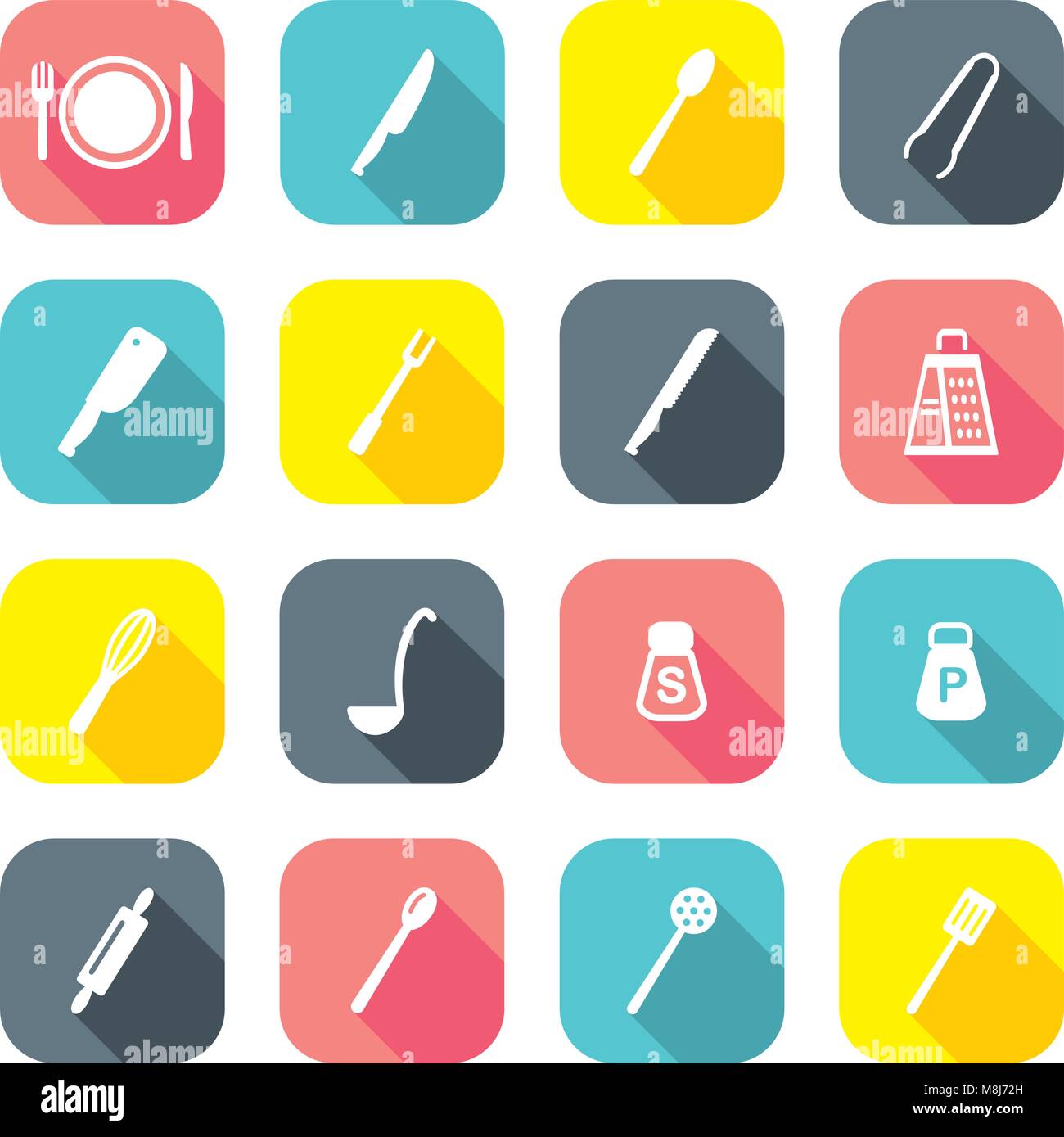 Dinner Set Icons Flat Design Stock Vector Image & Art - Alamy