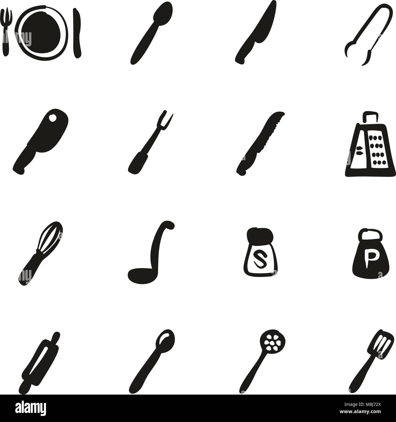 Dinner Set Icons Freehand Fill Stock Vector Image & Art - Alamy