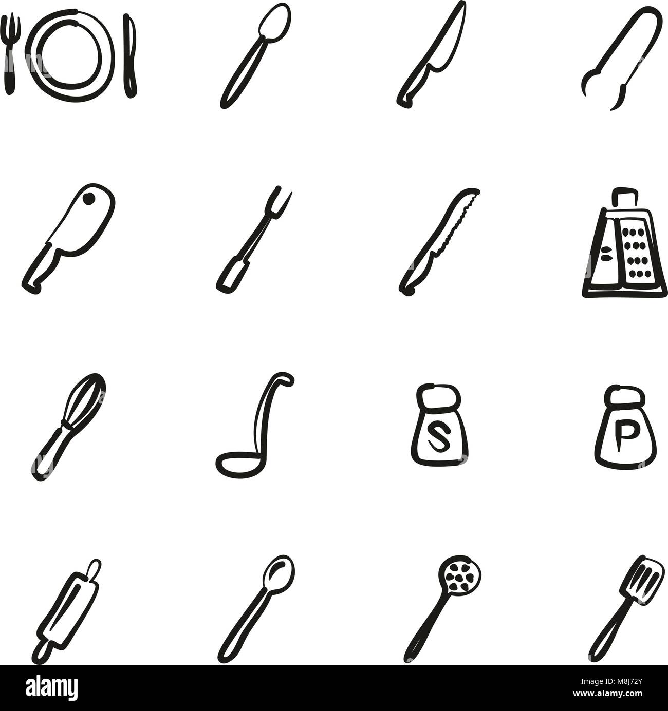 Dinner Set Icons Freehand Stock Vector Image & Art - Alamy