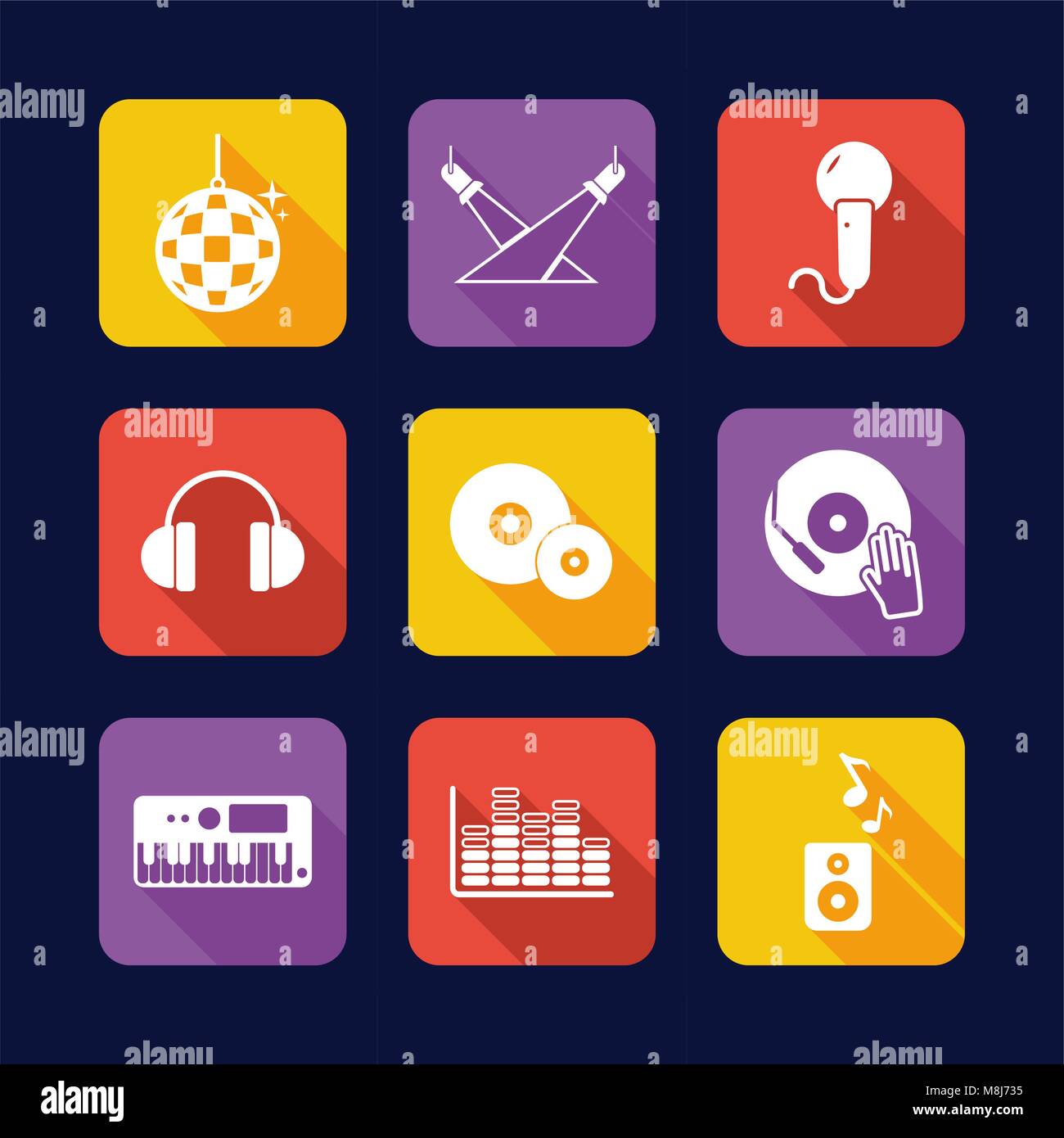 Disco Or Club Icons Flat Design Stock Vector Image & Art - Alamy
