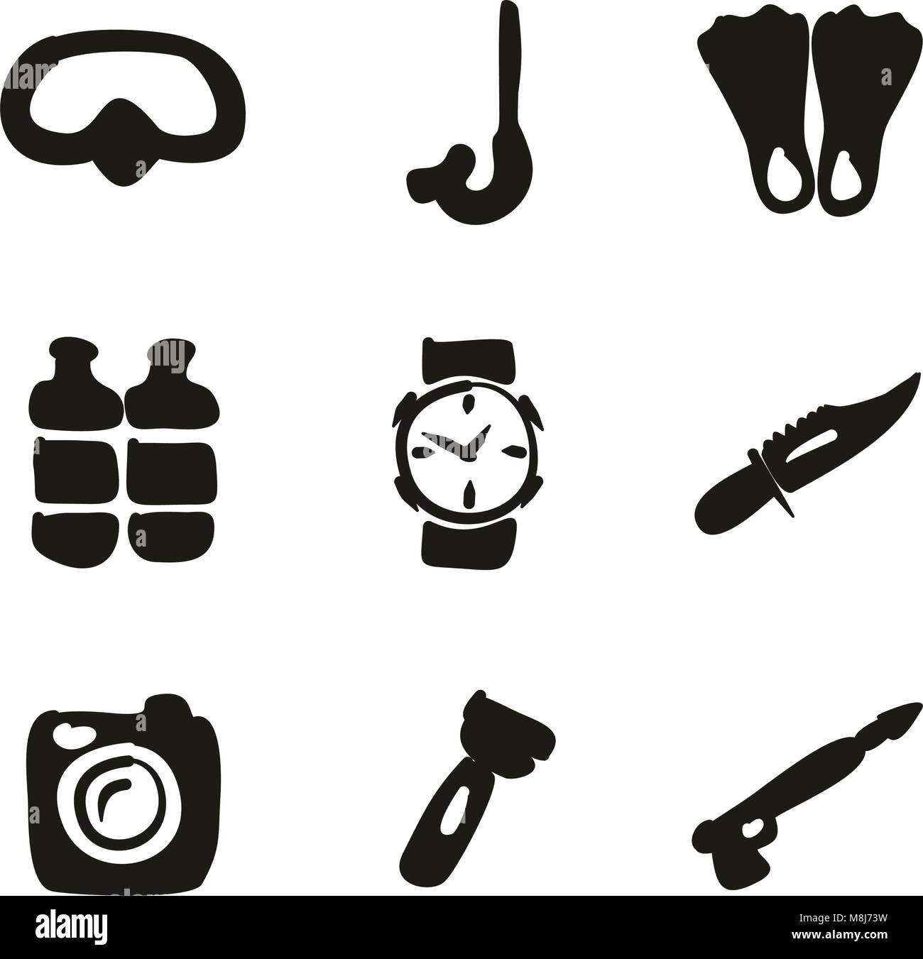 Diving Gear Icons Freehand Fill Stock Vector Image & Art - Alamy