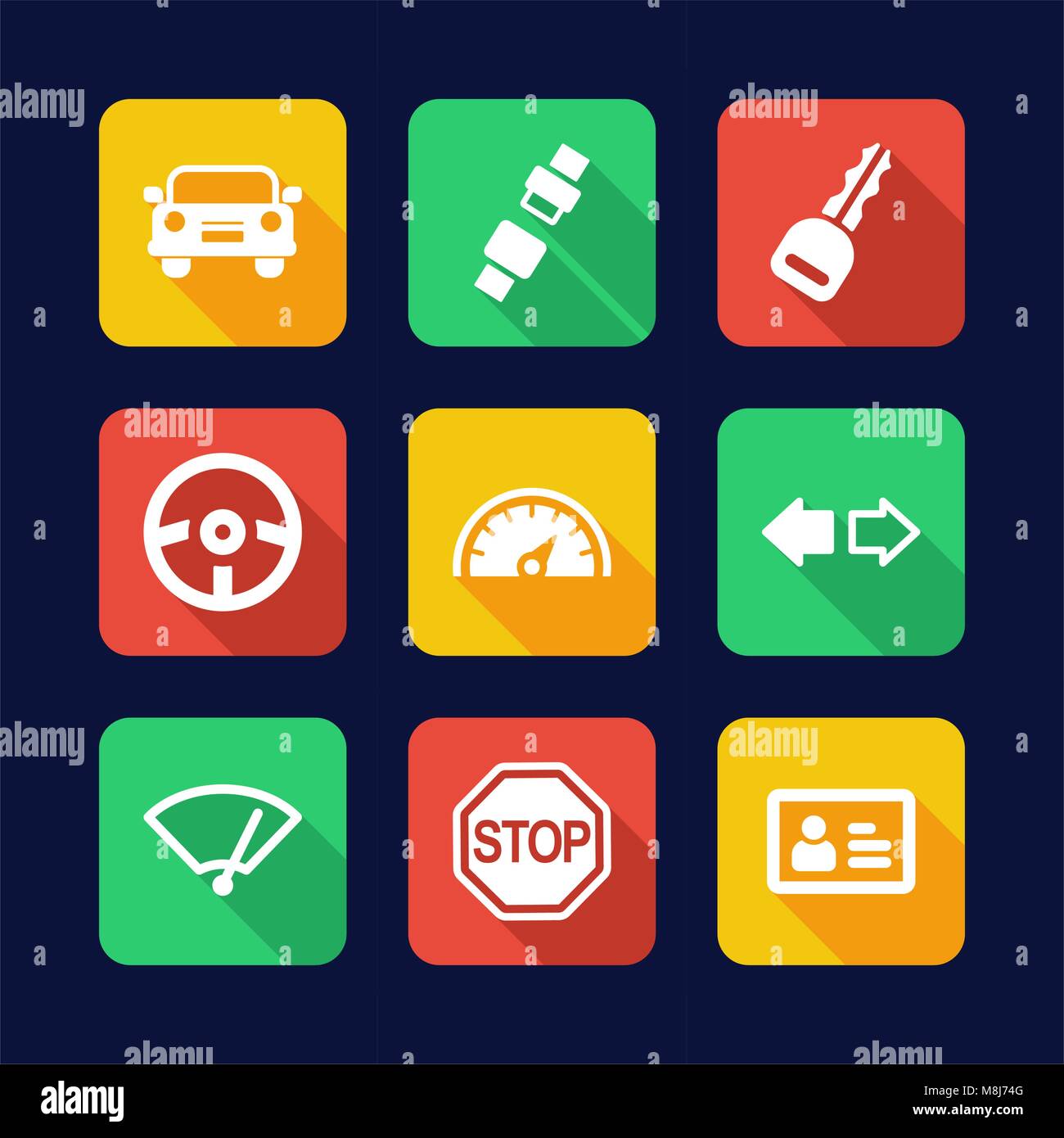 Driving School Icons Flat Design Stock Vector Image & Art - Alamy
