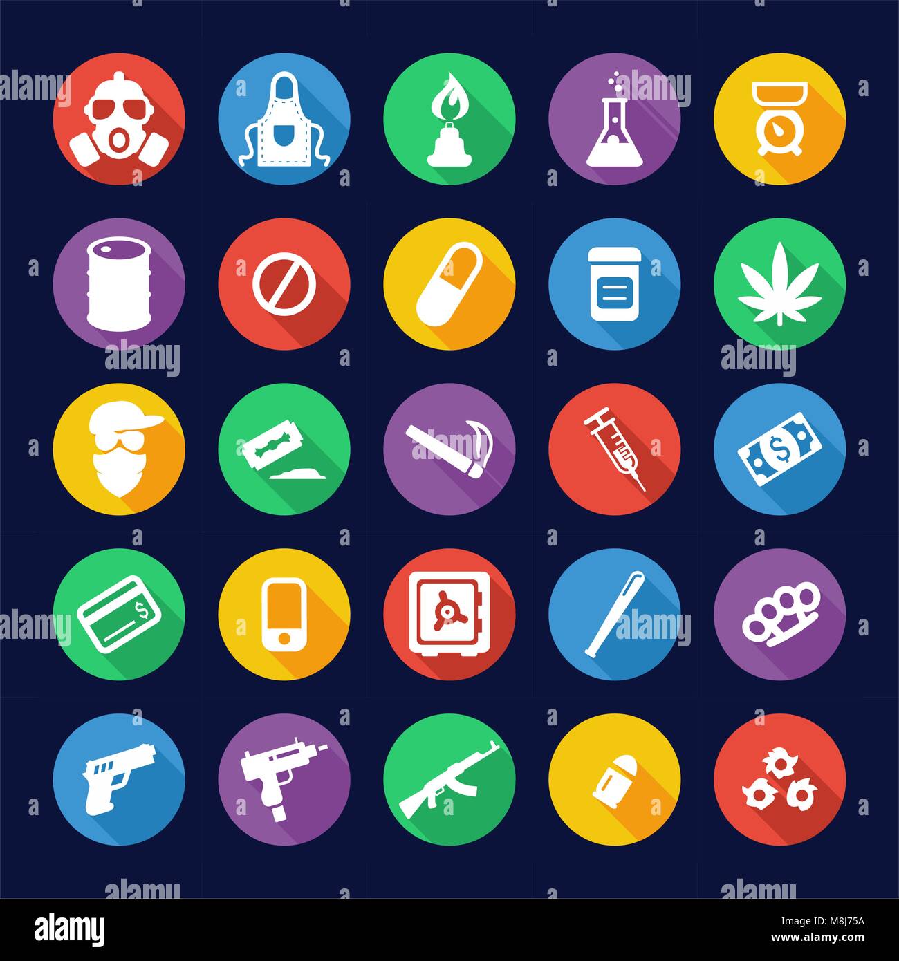 Drug Cartel Icons Flat Design Circle Stock Vector Image & Art - Alamy
