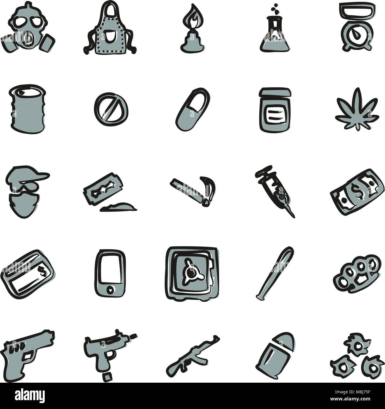 Drug Cartel Icons Freehand 2 Color Stock Vector Image & Art - Alamy