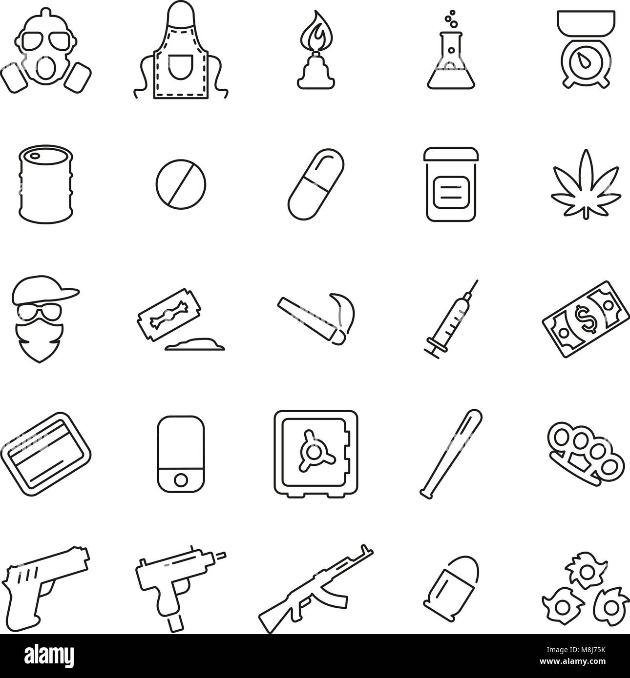 Drug Cartel or Drug Dealer Icons Thin Line Vector Illustration Set ...