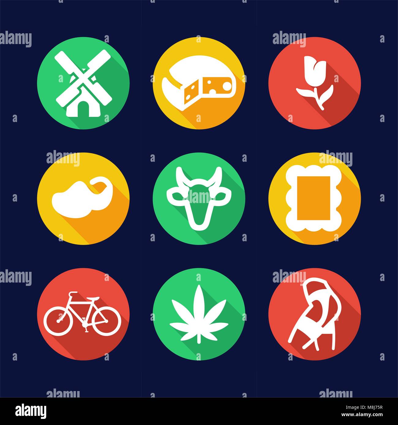 Dutch Culture Icons Flat Design Circle Stock Vector Image & Art - Alamy