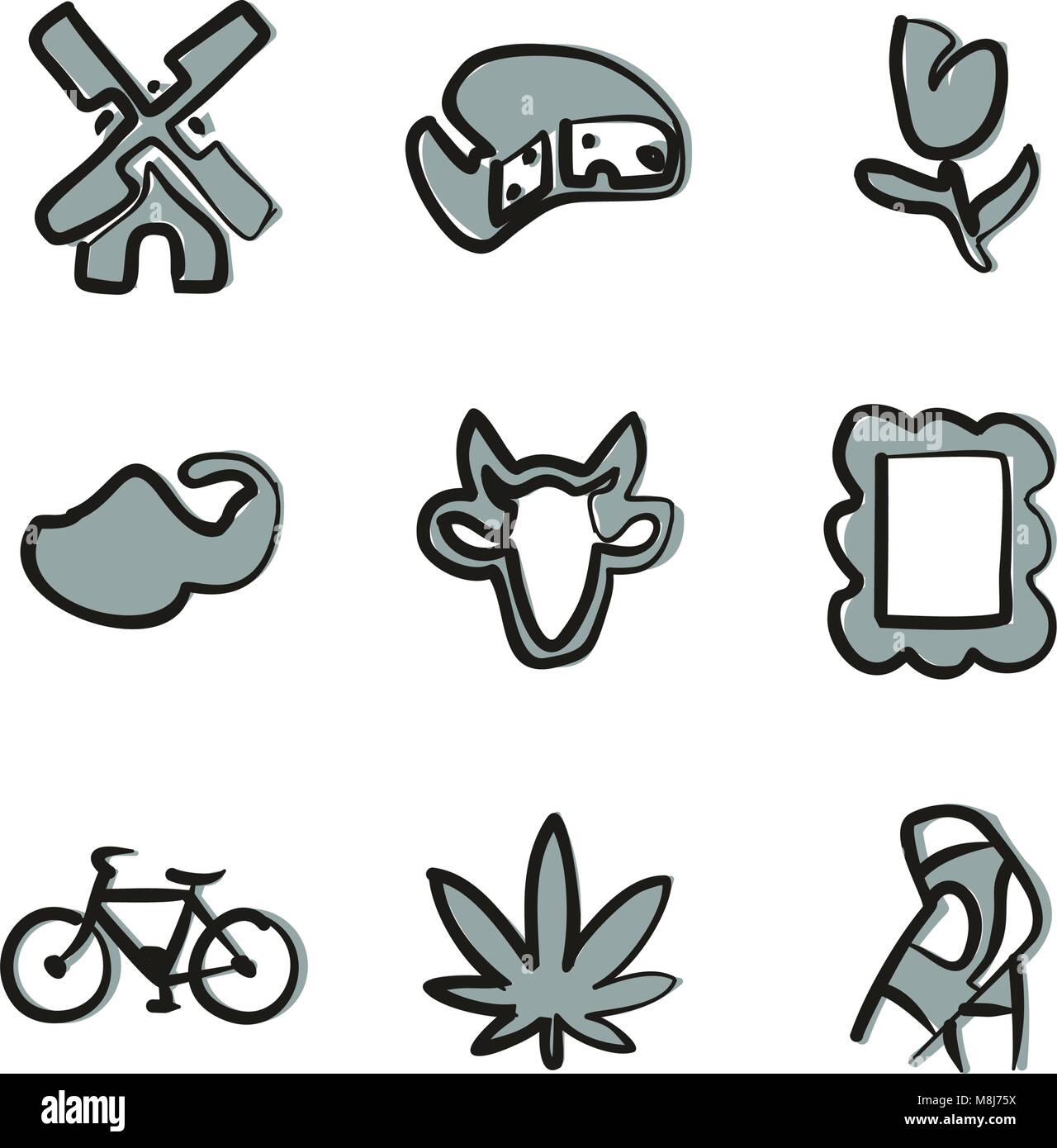 Dutch Culture Icons Freehand 2 Color Stock Vector Image & Art - Alamy