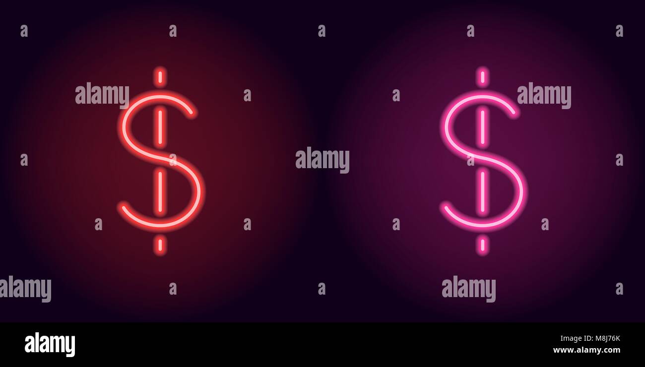 Neon red dollar Stock Vector Images - Alamy